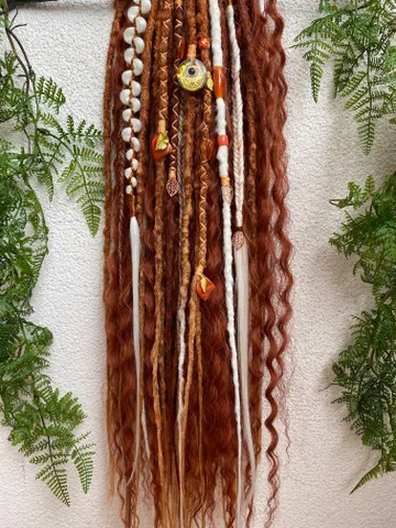Pink bohemian set of textured DE dreadlocks and DE braids with curls ...