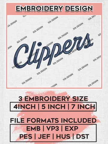 LA Clippers Embroidery Designs, NBA Logo Embroidery Files, NBA Clippers ...